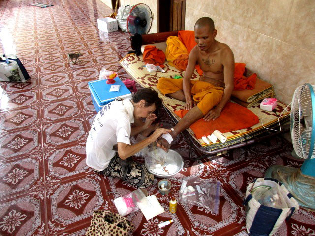 Helping the Monks - Pagoda Cats